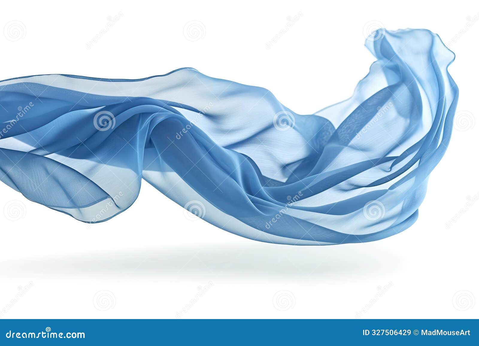 Blue Wavy Silk or Satin Isolated on White Background Stock Illustration ...