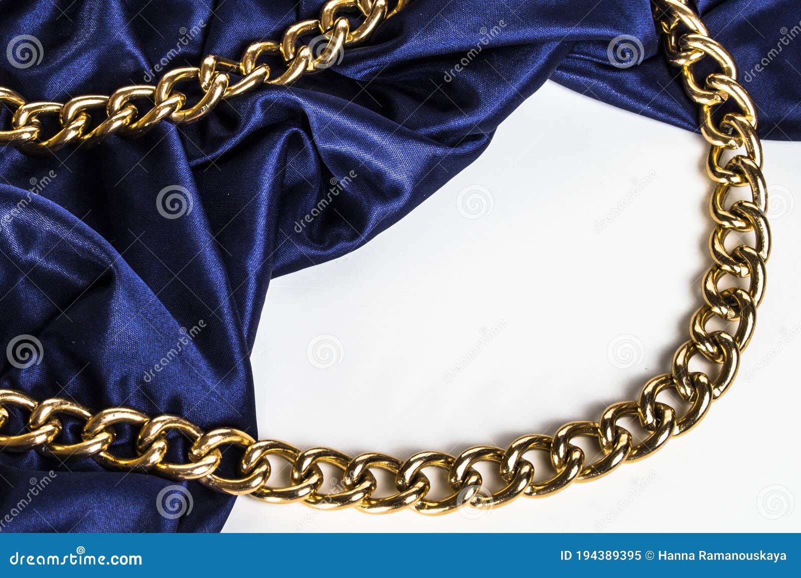 Luxury Blue Wavy Silk Texture with Frame of Chain Background Stock ...
