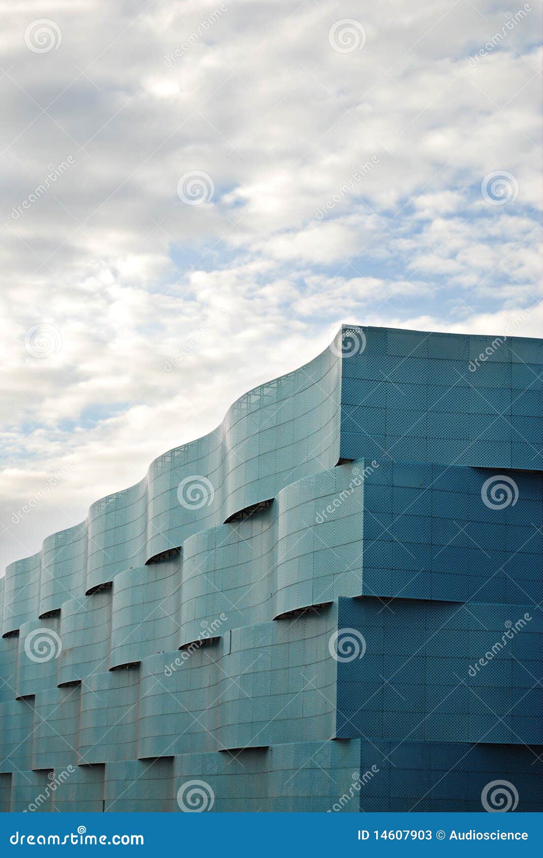 Blue Wavy Steel Clad Building Stock Image - Image of living, apartment ...