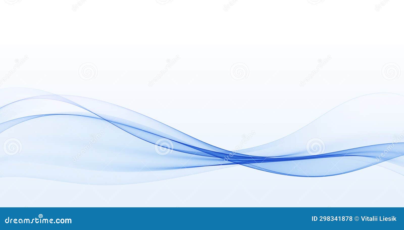 Blue Wavy Stream of Transparent Wave on a White Background. Stock ...