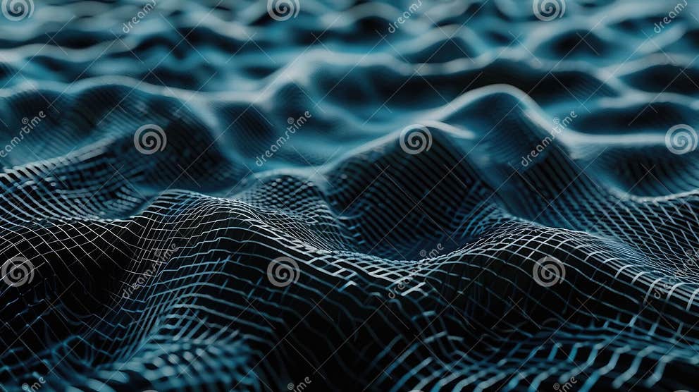 Blue Wavy Surface with a Net-like Structure AIG535 Stock Illustration ...