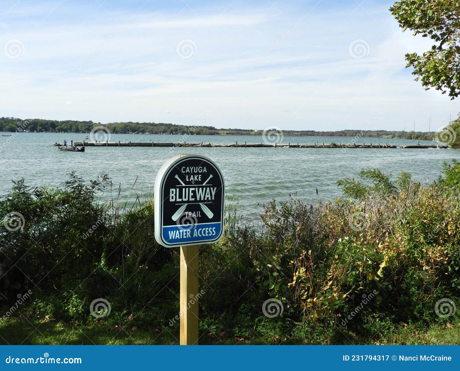 BlueWay Trail for Non-motorized Boaters on Cayuga Lake Stock Image ...