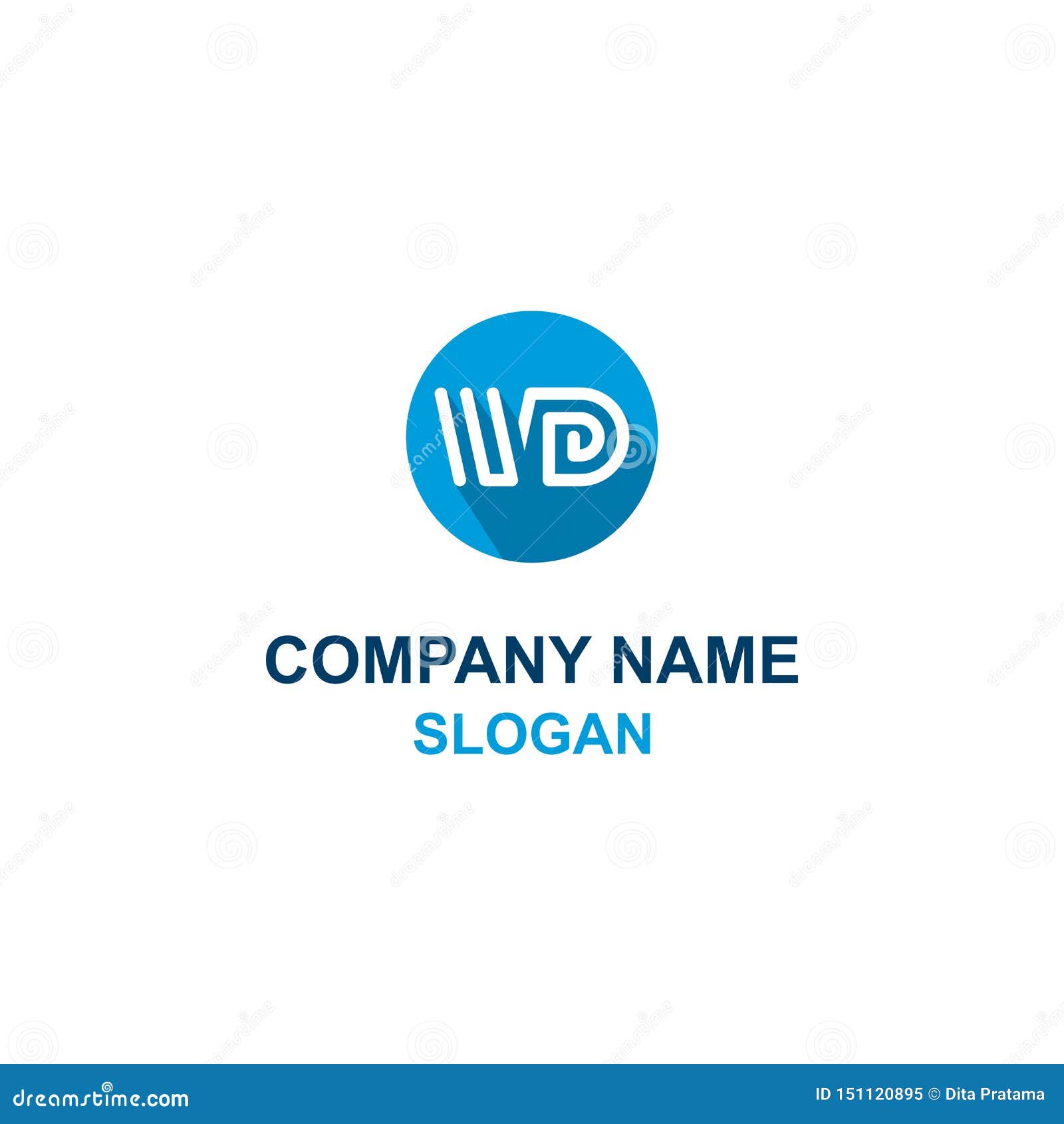 Blue WD Letter Initial Logo. Stock Illustration - Illustration of font ...