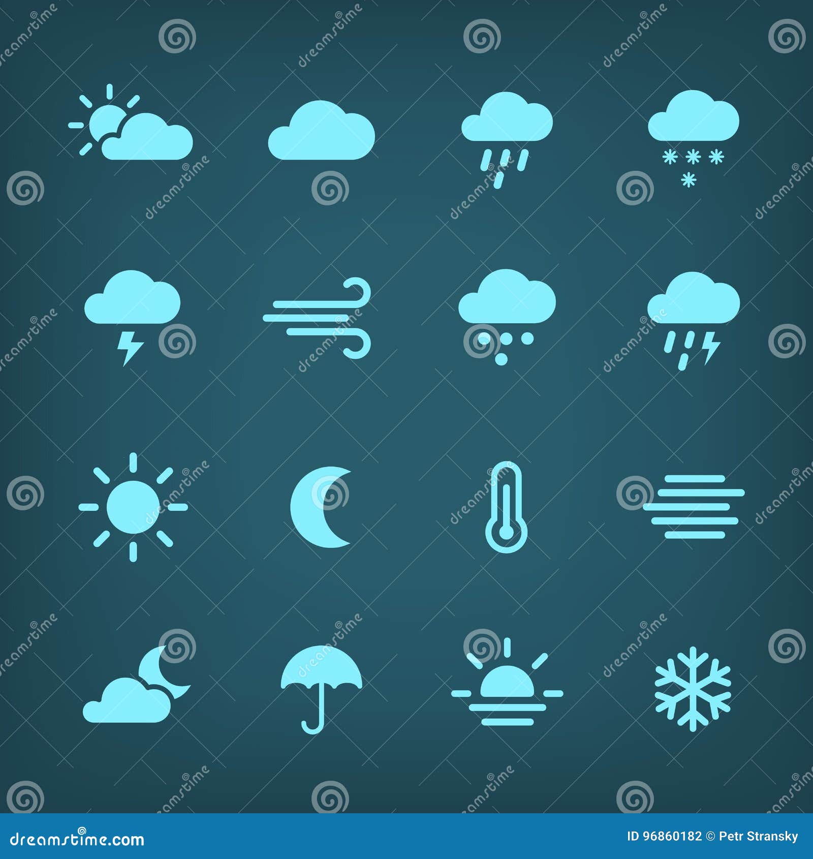 Blue weather Icon set. stock illustration. Illustration of element ...