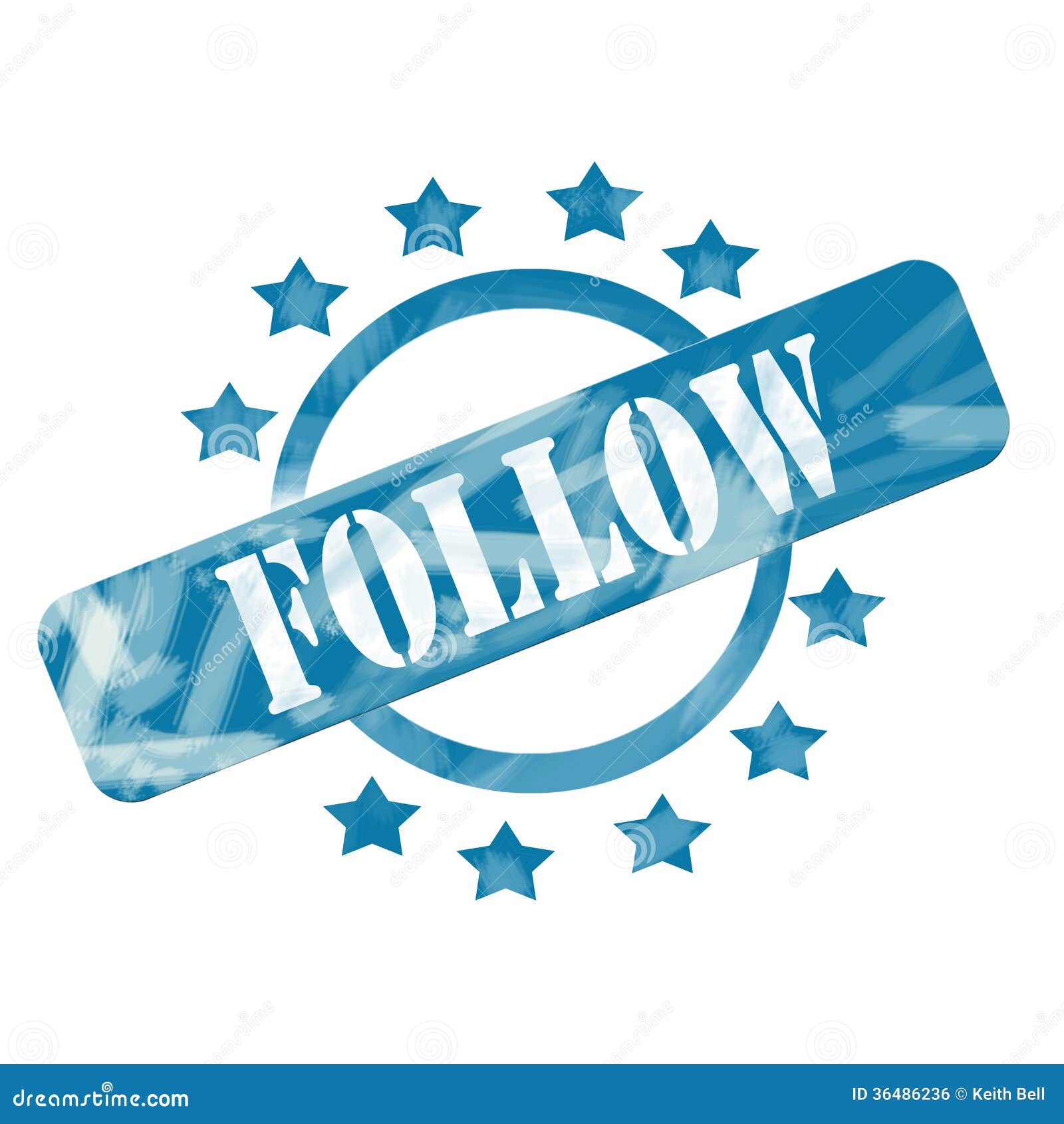 Blue Weathered Follow Stamp Circle Stars Design Stock Illustration ...