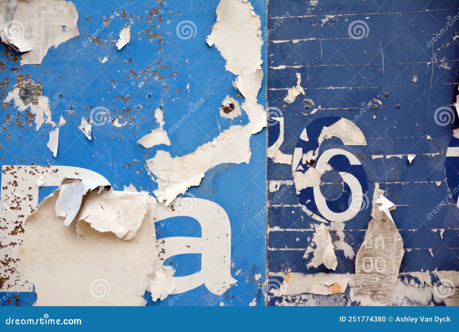 Blue Weathered Torn Billboard Stock Photo - Image of damaged, torn ...