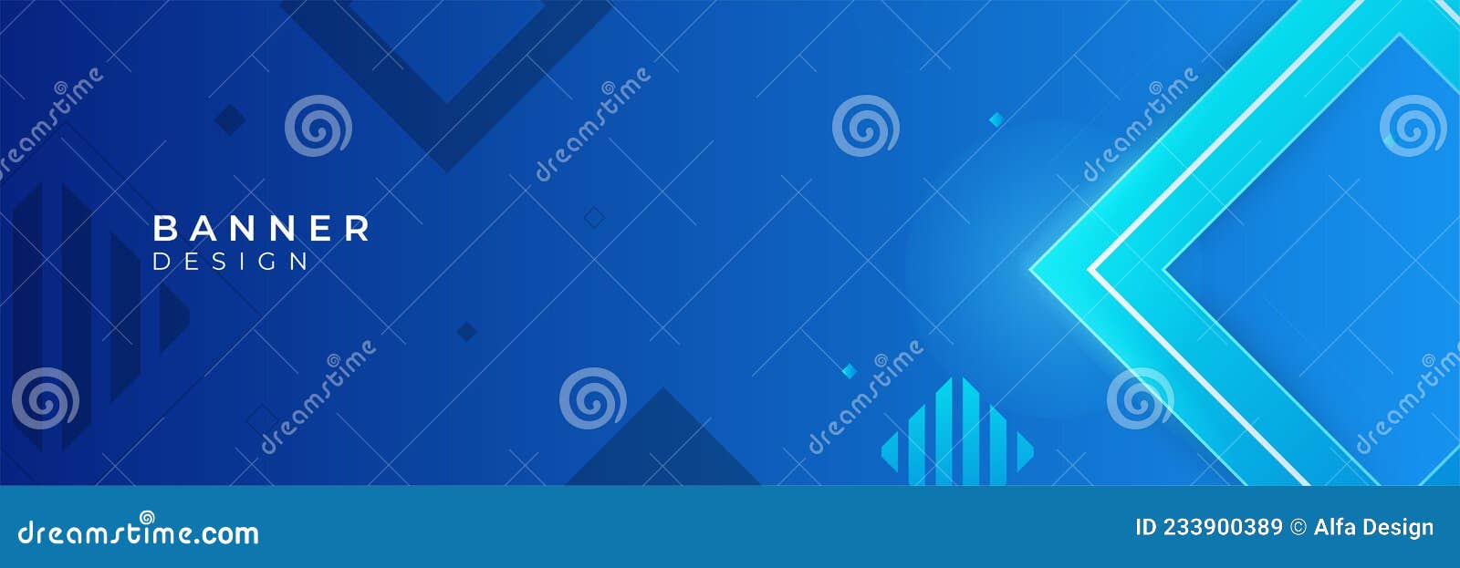 Blue Web Banner with Geometric Background. Horizontal Promotion Banners ...