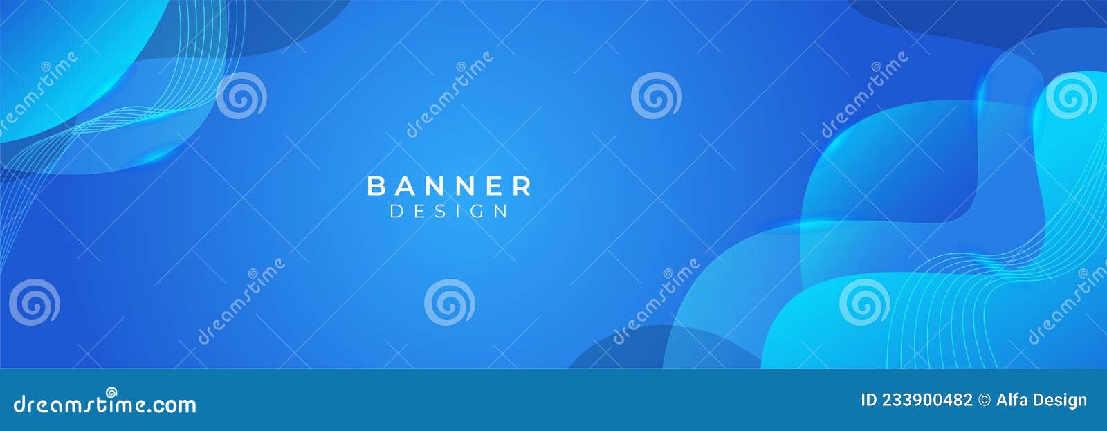 Blue Web Banner with Geometric Background. Horizontal Promotion Banners ...