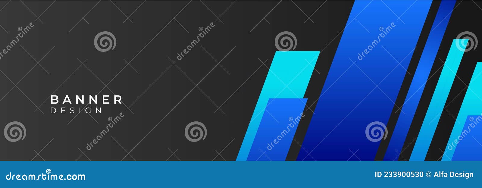 Blue Web Banner with Geometric Background. Horizontal Promotion Banners ...