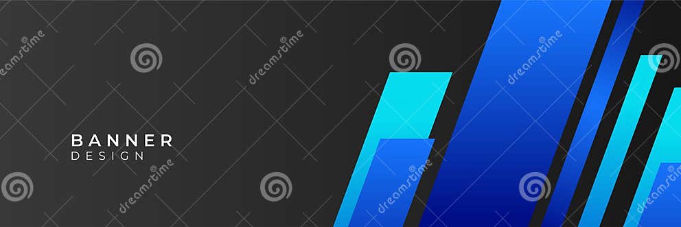 Blue Web Banner with Geometric Background. Horizontal Promotion Banners ...