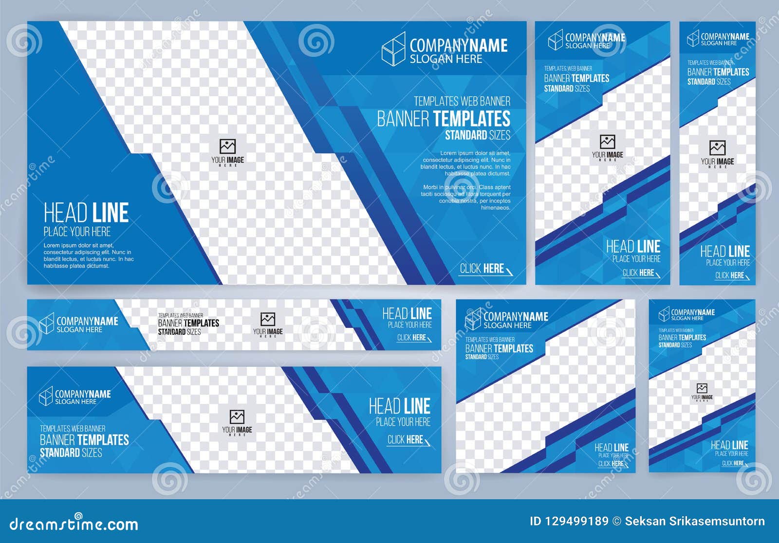 Blue Web banners templates stock vector. Illustration of blank - 129499189