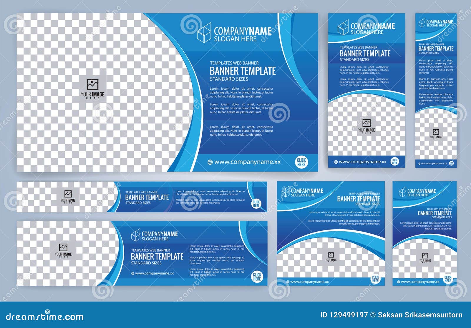 Blue Web banners templates stock vector. Illustration of blue - 129499197