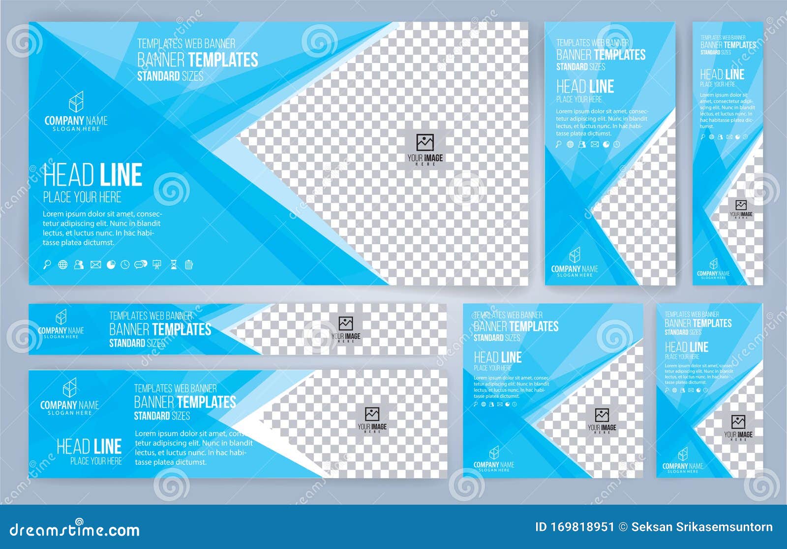 Blue Web banners templates stock vector. Illustration of corporate ...