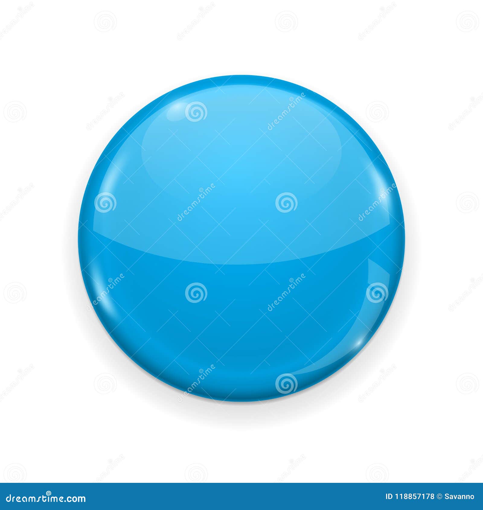 Blue Web Button Isolated on White Background. Round 3d Icon Stock ...