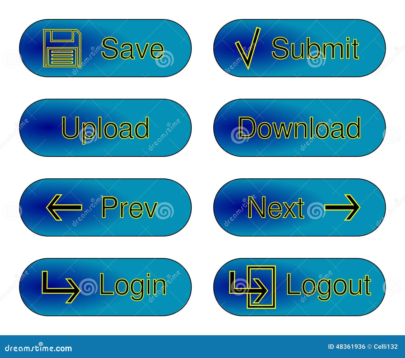 Blue web buttons stock vector. Illustration of logout - 48361936