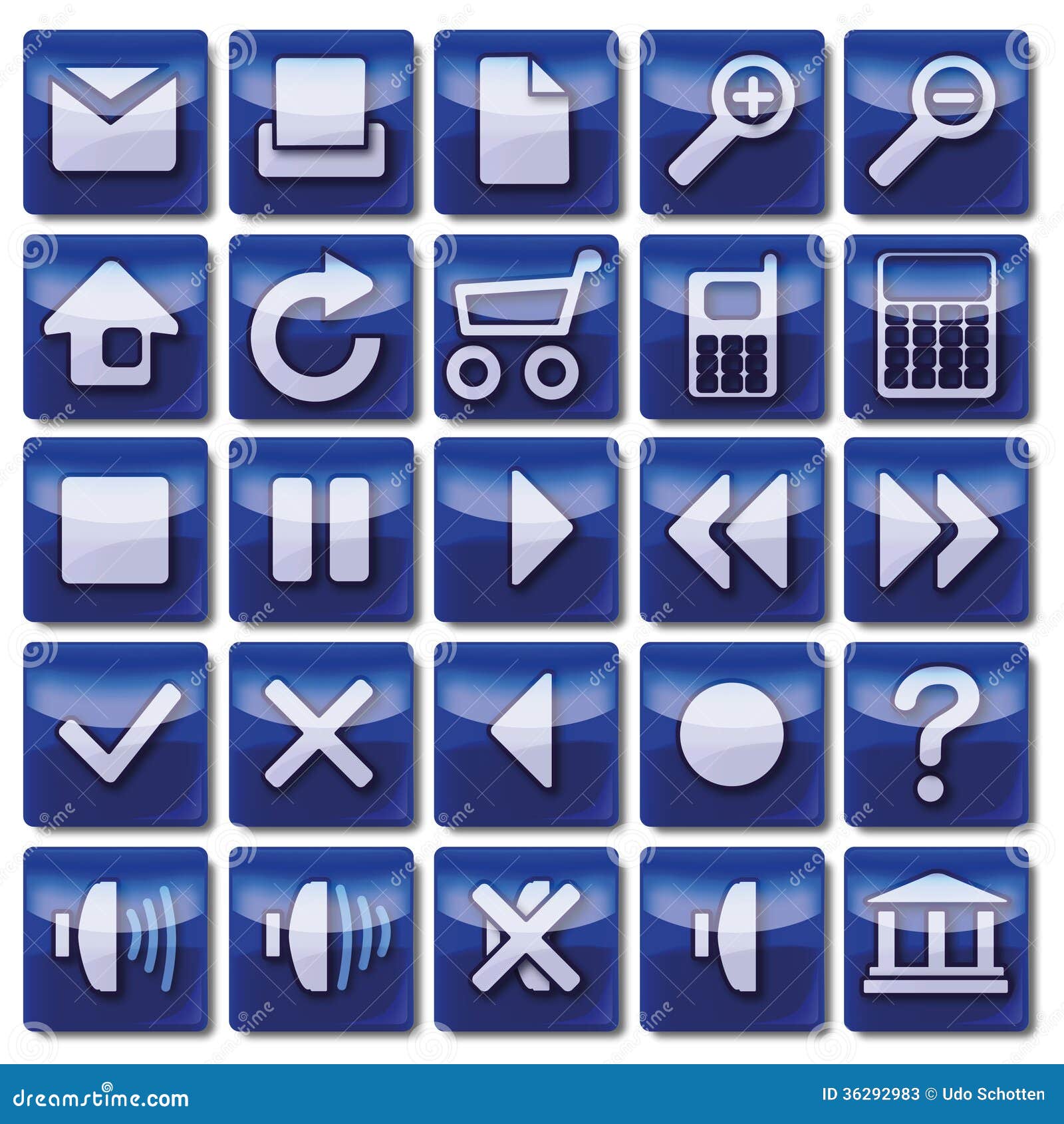 Blue Web Icons stock vector. Illustration of email, document - 36292983