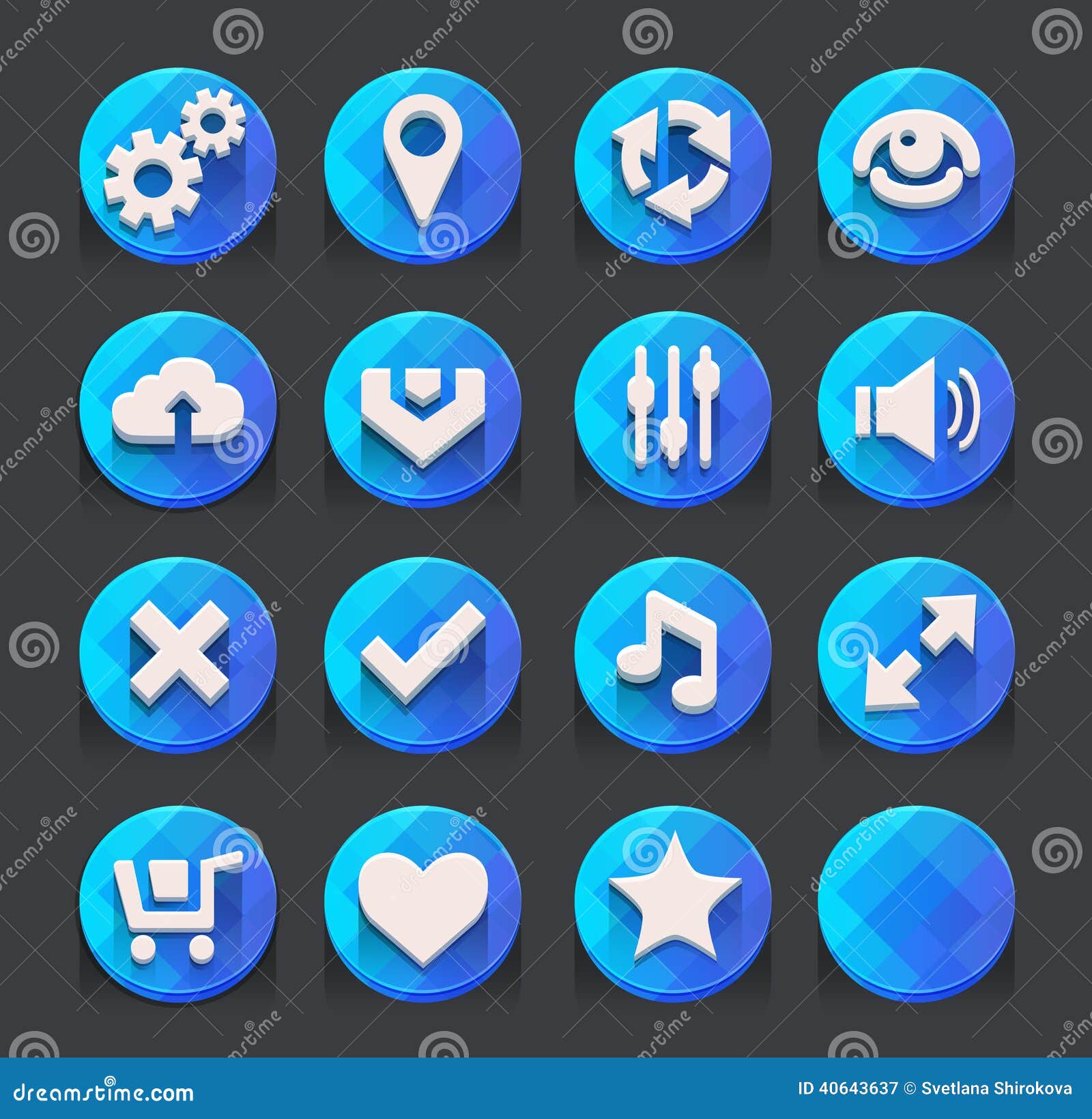 Blue web icons collection stock illustration. Illustration of media ...