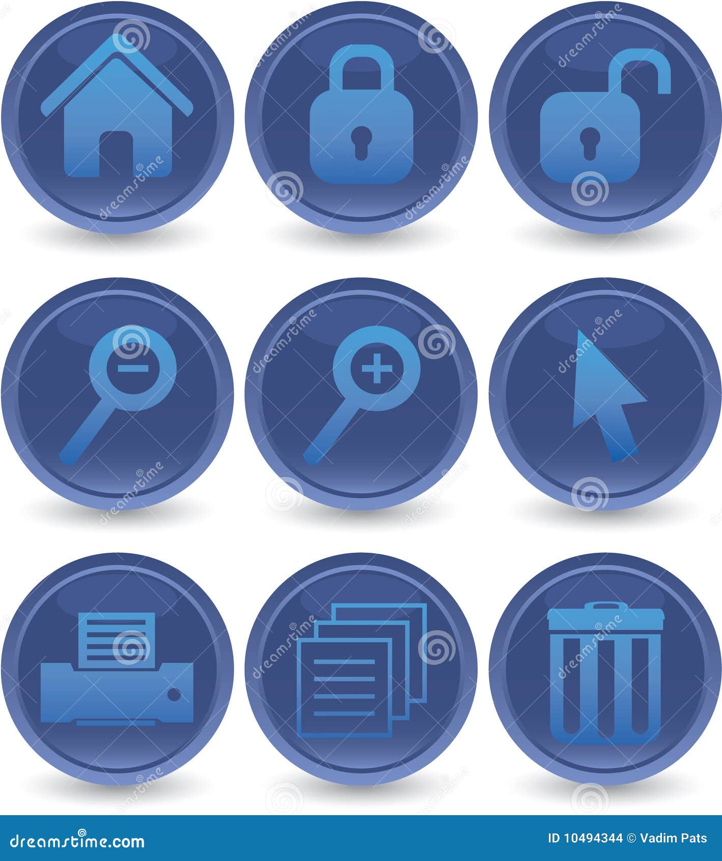 Blue web icons set stock vector. Illustration of internet - 10494344