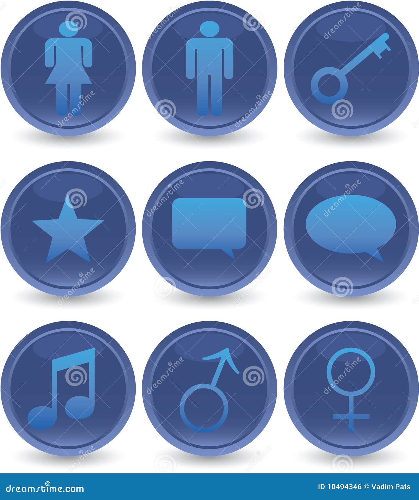 Blue web icons set stock vector. Illustration of buttons - 10494346