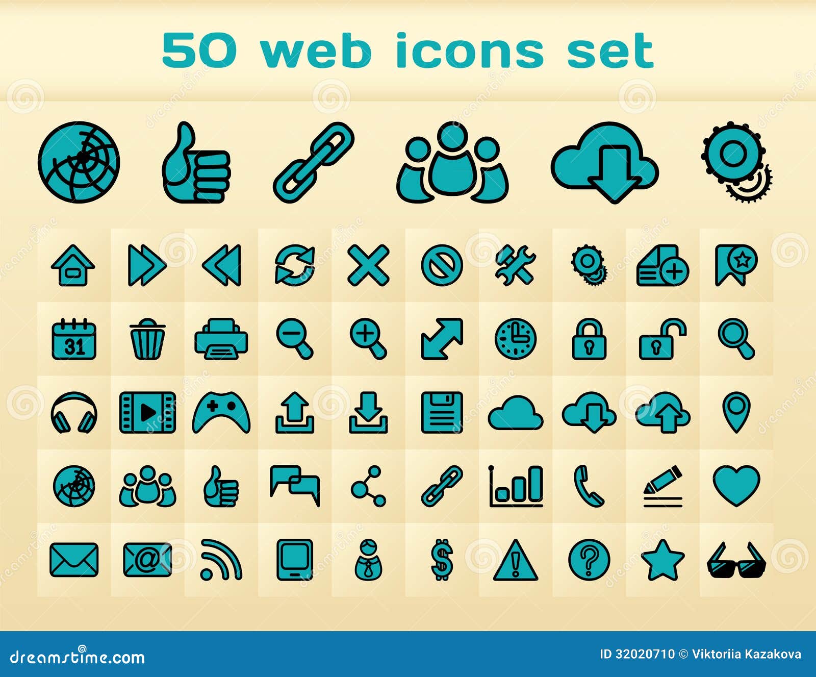 50 blue web icons set stock vector. Illustration of information - 32020710