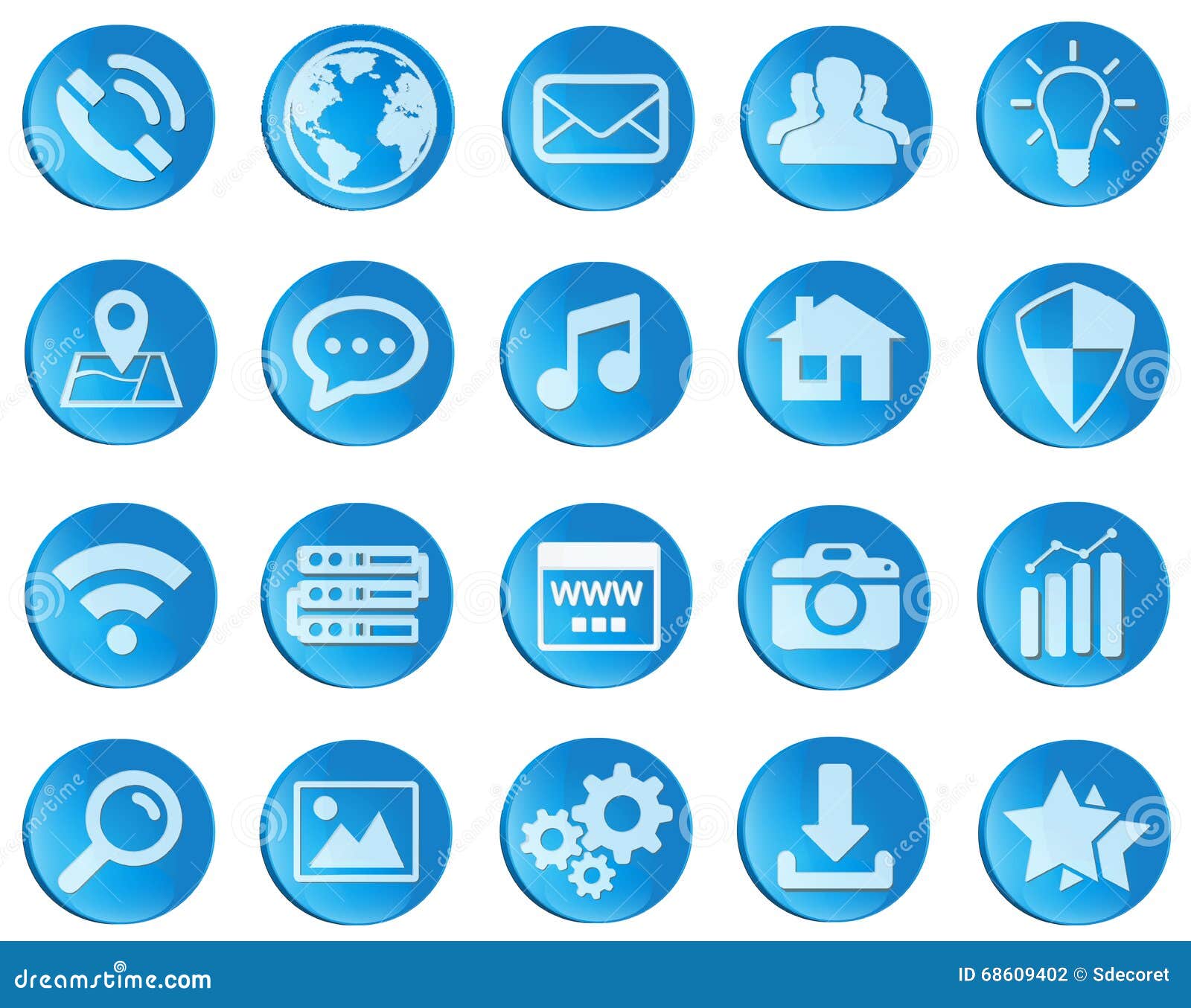 Blue web icons set stock illustration. Illustration of connect - 68609402