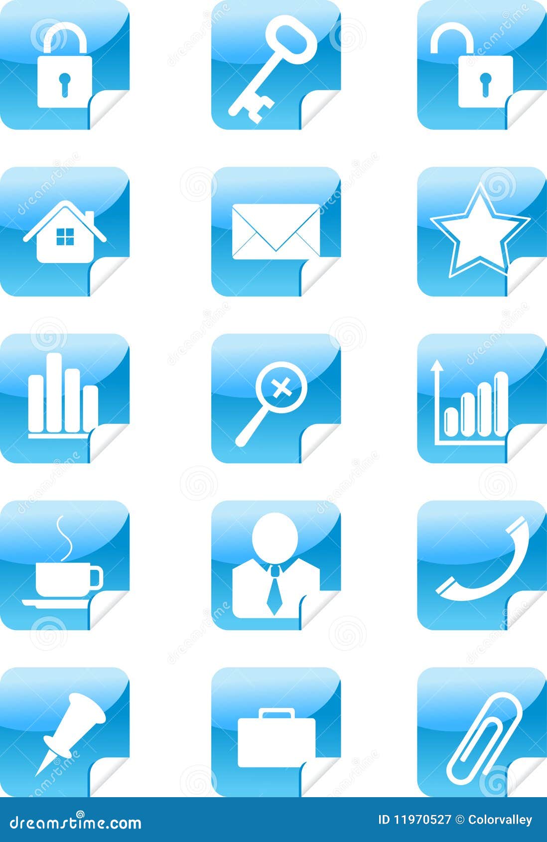 Blue Web Icons Stickers Set Stock Vector - Illustration of blue, glossy ...
