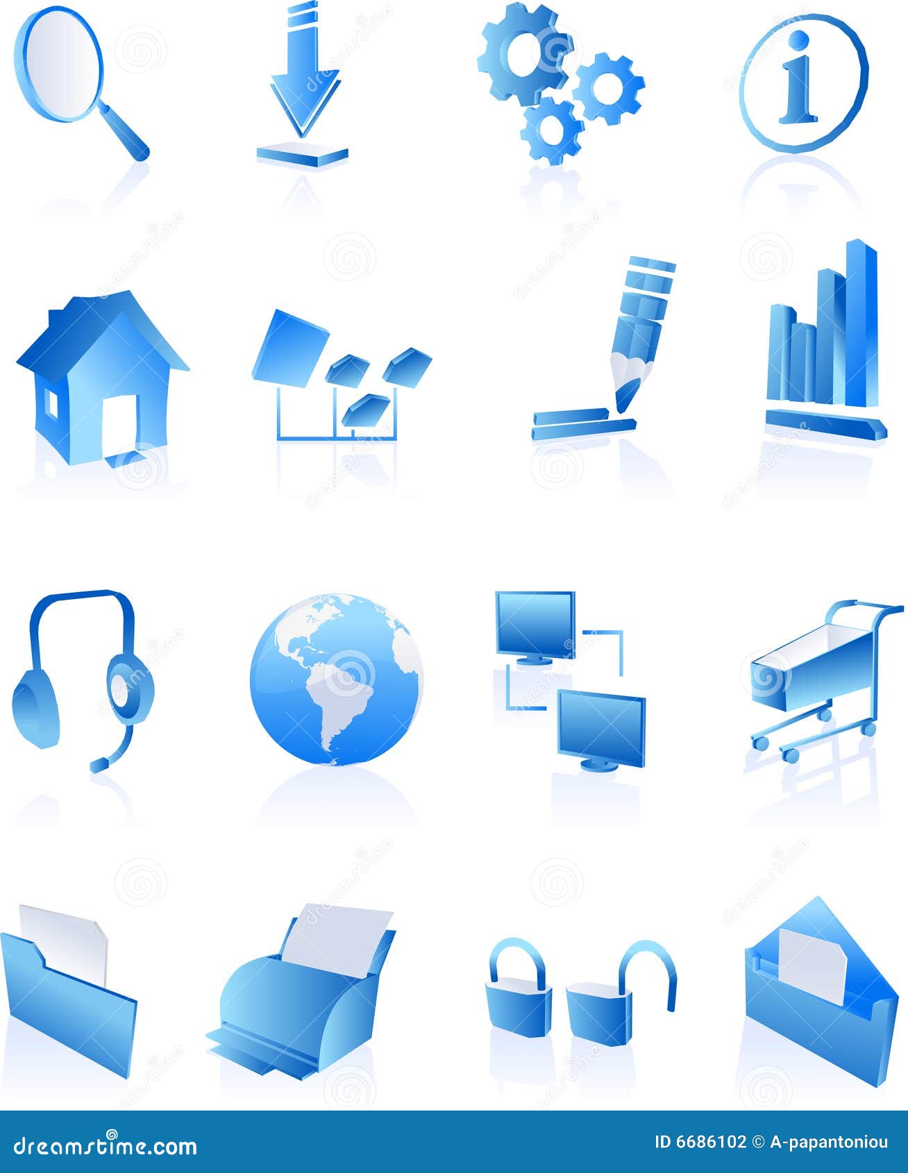 Blue web internet icons stock vector. Illustration of cart - 6686102