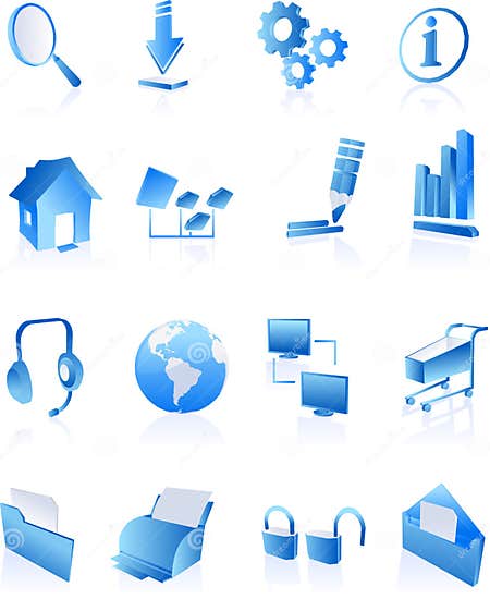 Blue web internet icons stock vector. Illustration of cart - 6686102