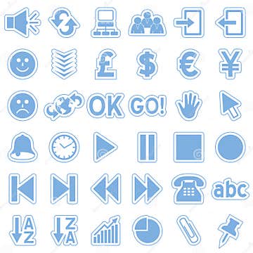 Blue Web Stickers Icons [3] Stock Vector - Illustration of clock, chart ...
