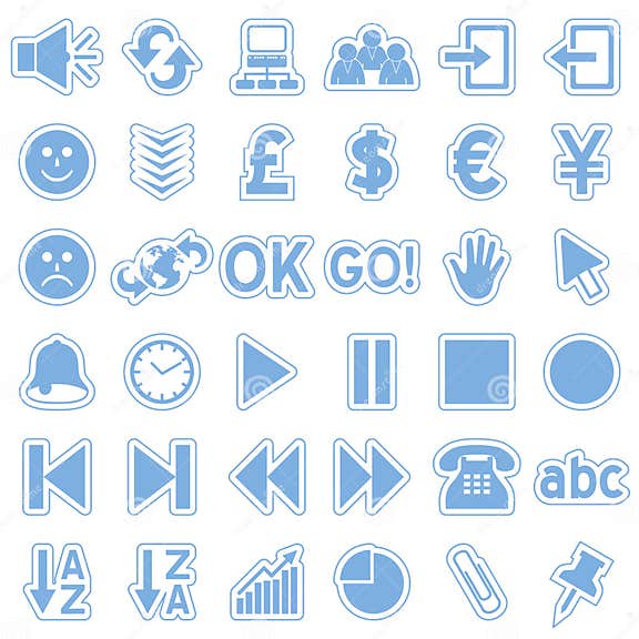 Blue Web Stickers Icons [3] Stock Vector - Illustration of clock, chart ...