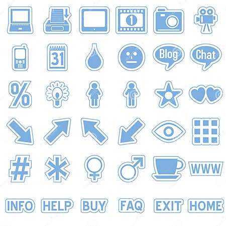 Blue Web Stickers Icons [4] Stock Vector - Illustration of online ...
