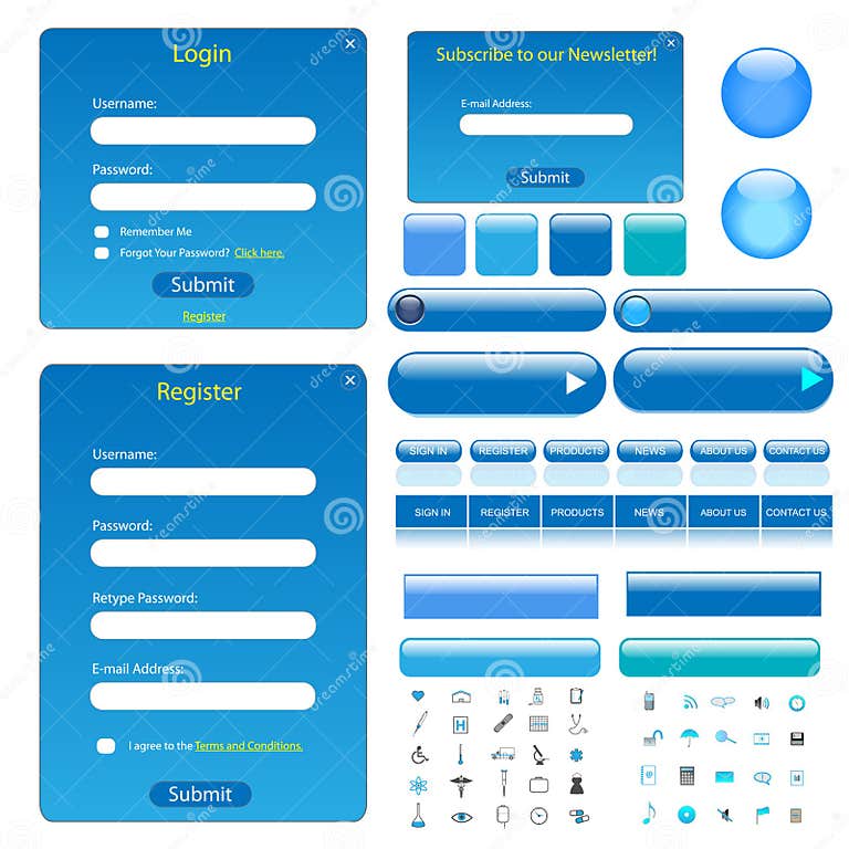 Blue Web Template stock illustration. Illustration of password - 14695750