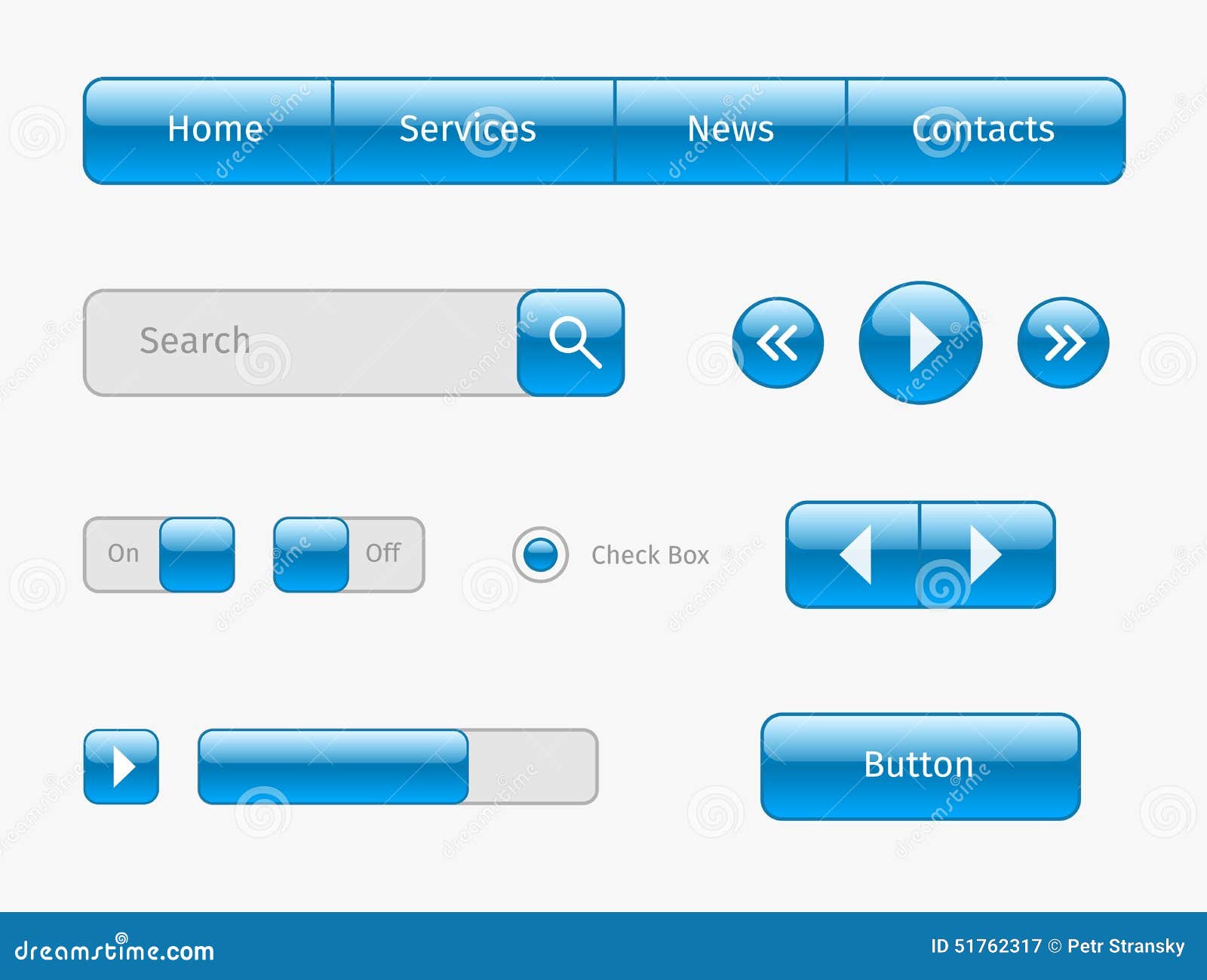 Blue Web Ui Elements on Gray Stock Vector - Illustration of interface ...