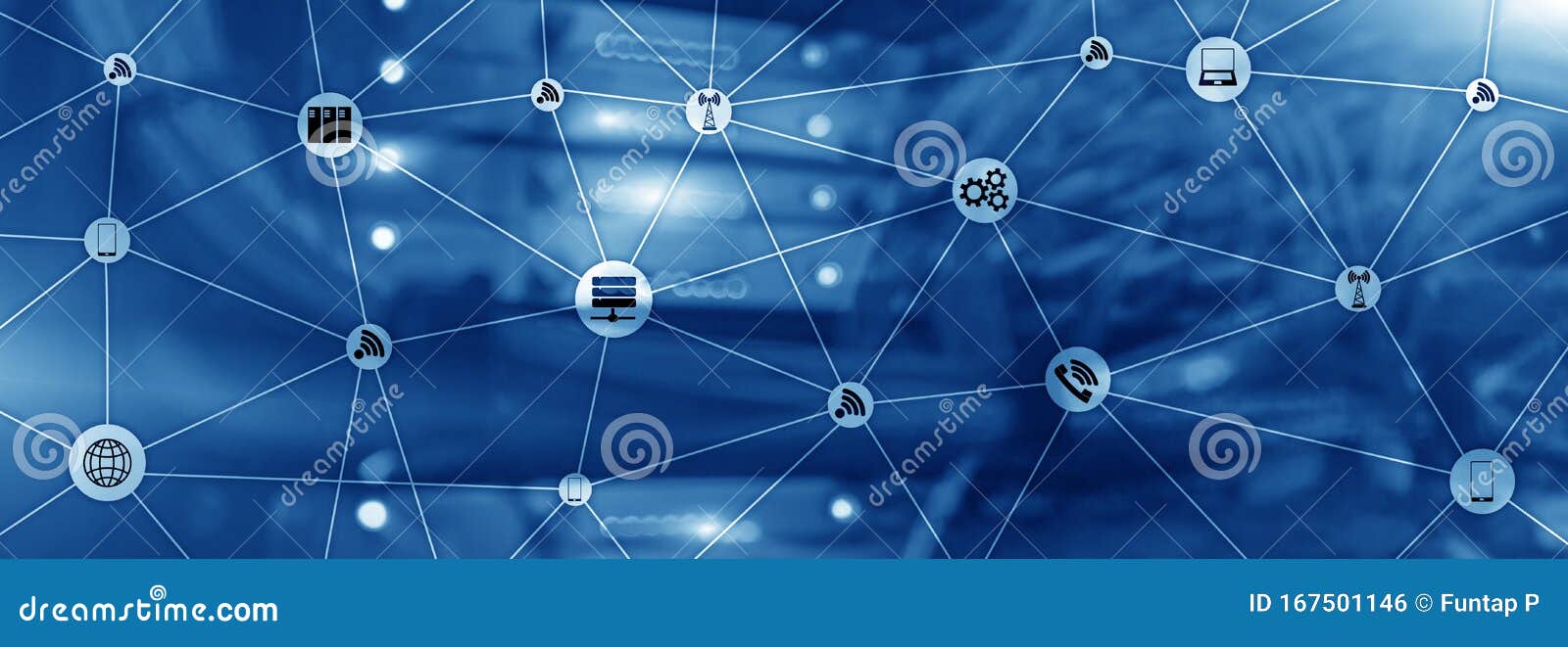 Blue Website Banner Mixed Media. IOT - Internet of Things Concepts. ICT ...