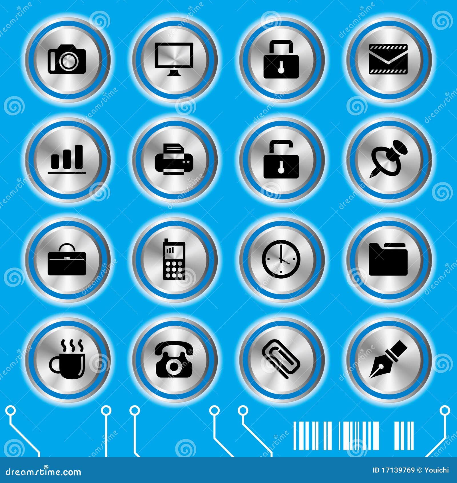Blue website icons set stock vector. Illustration of customer - 17139769