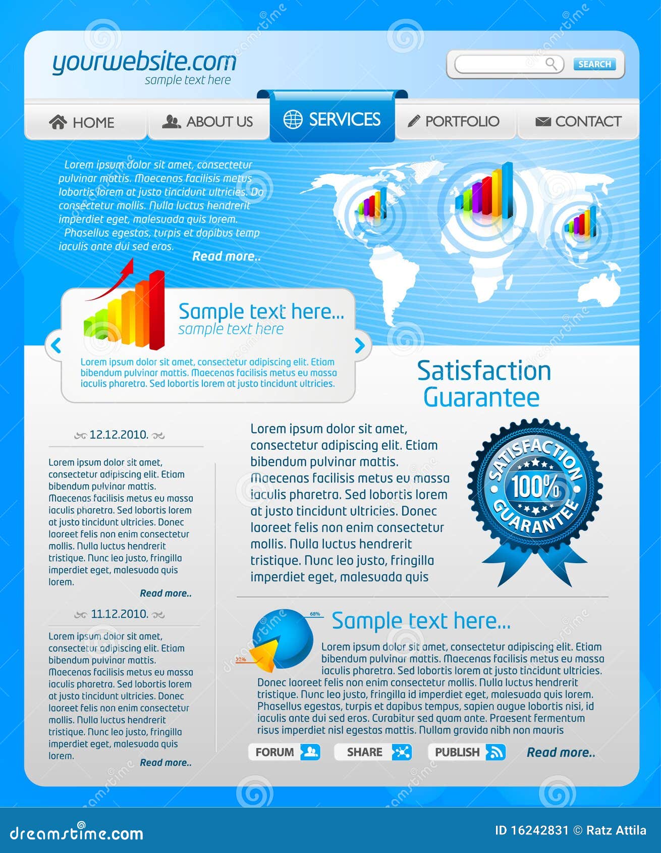 Blue website template 2 stock illustration. Illustration of design ...