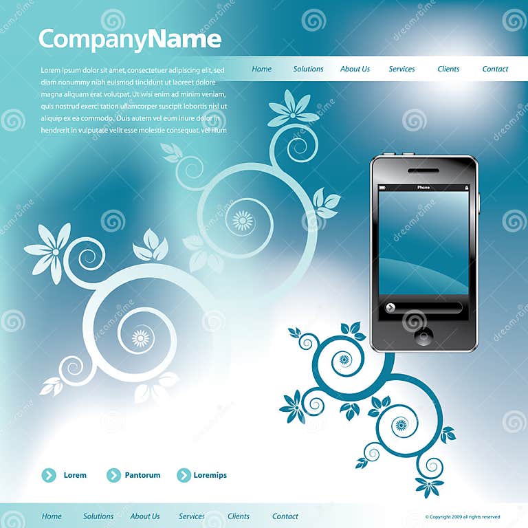 Blue Website Template stock vector. Illustration of mobile - 8682547