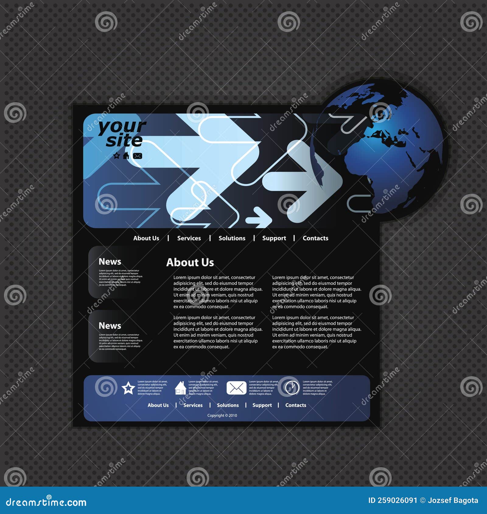 Blue Website Template stock vector. Illustration of design - 259026091