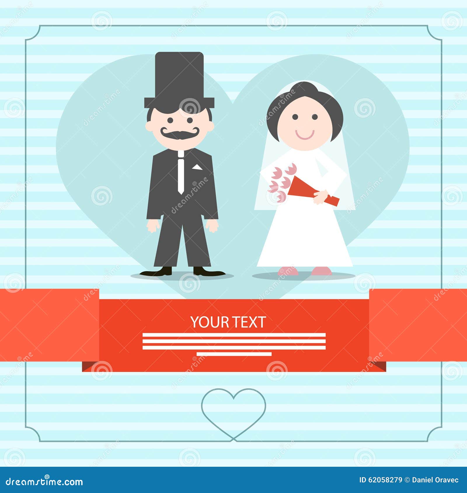 Blue Wedding Card Vector stock vector. Illustration of bride - 62058279