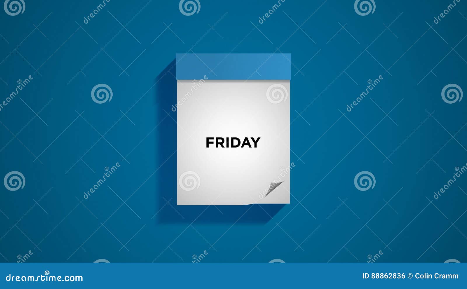 Blue Weekly Calendar Showing Friday on a Blue Wall Stock Illustration ...