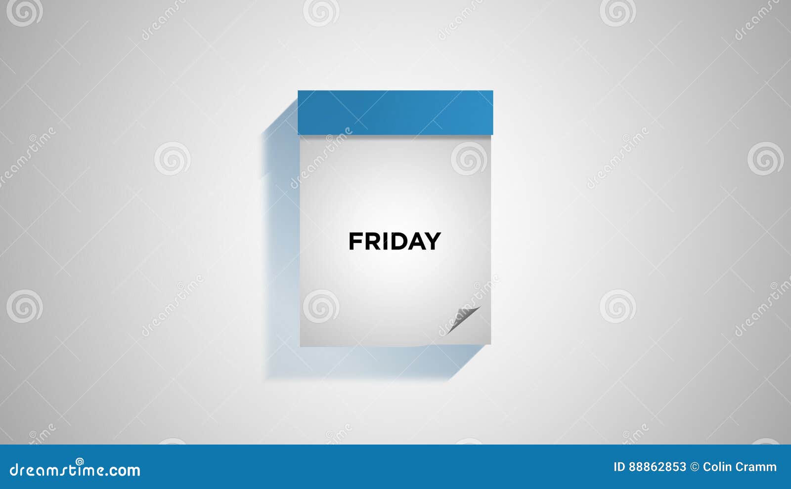 Blue Weekly Calendar Showing Friday on a White Wall Stock Illustration ...