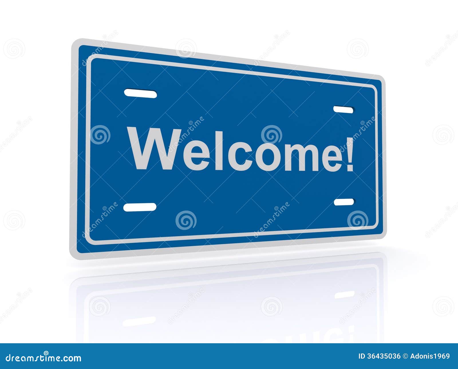 Blue Welcome Hanging Door Sign. White Signboard With Shadow Isolated On ...