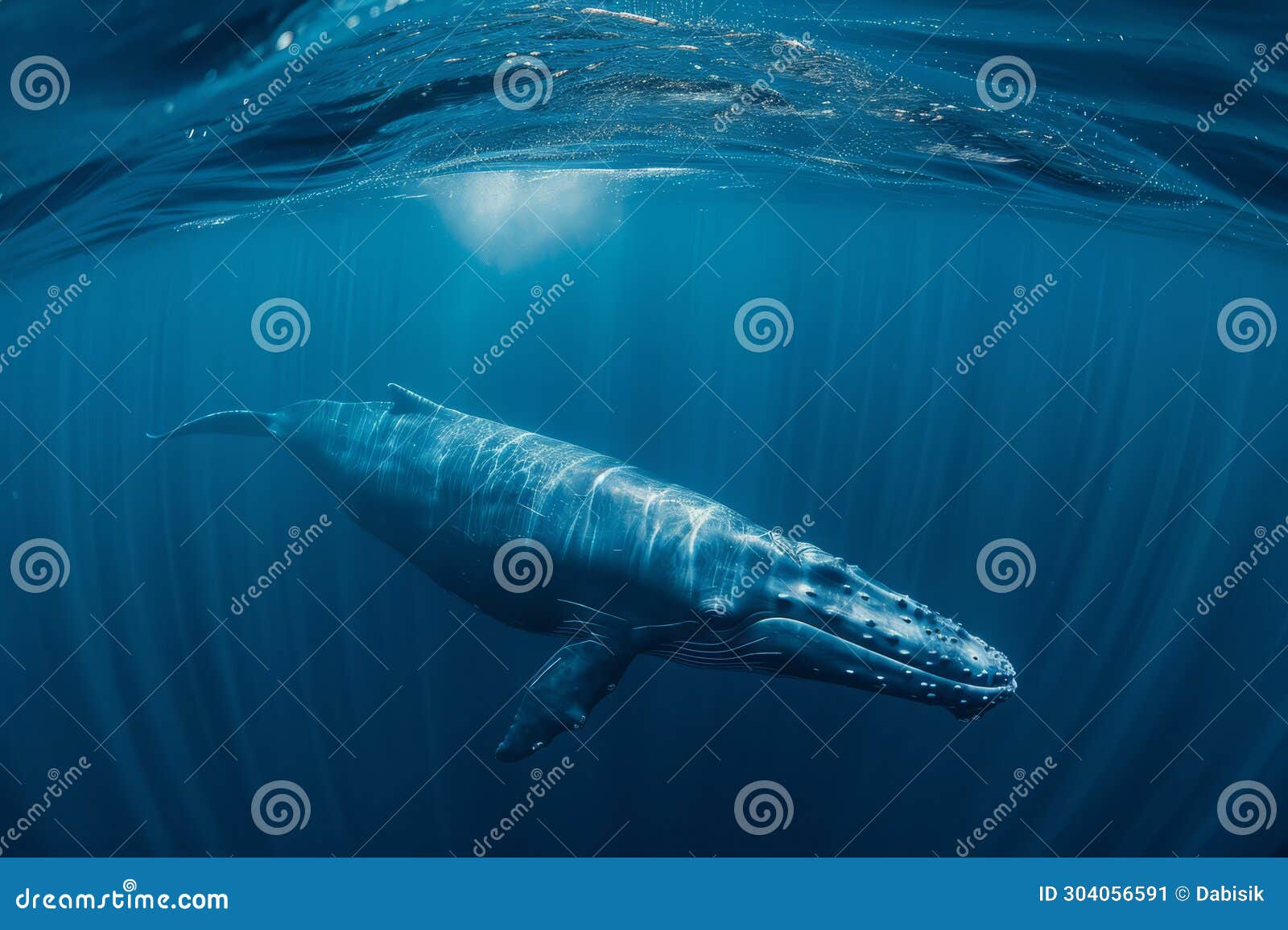Blue Whale Swimming in Ocean Stock Image - Image of dive, underwater ...