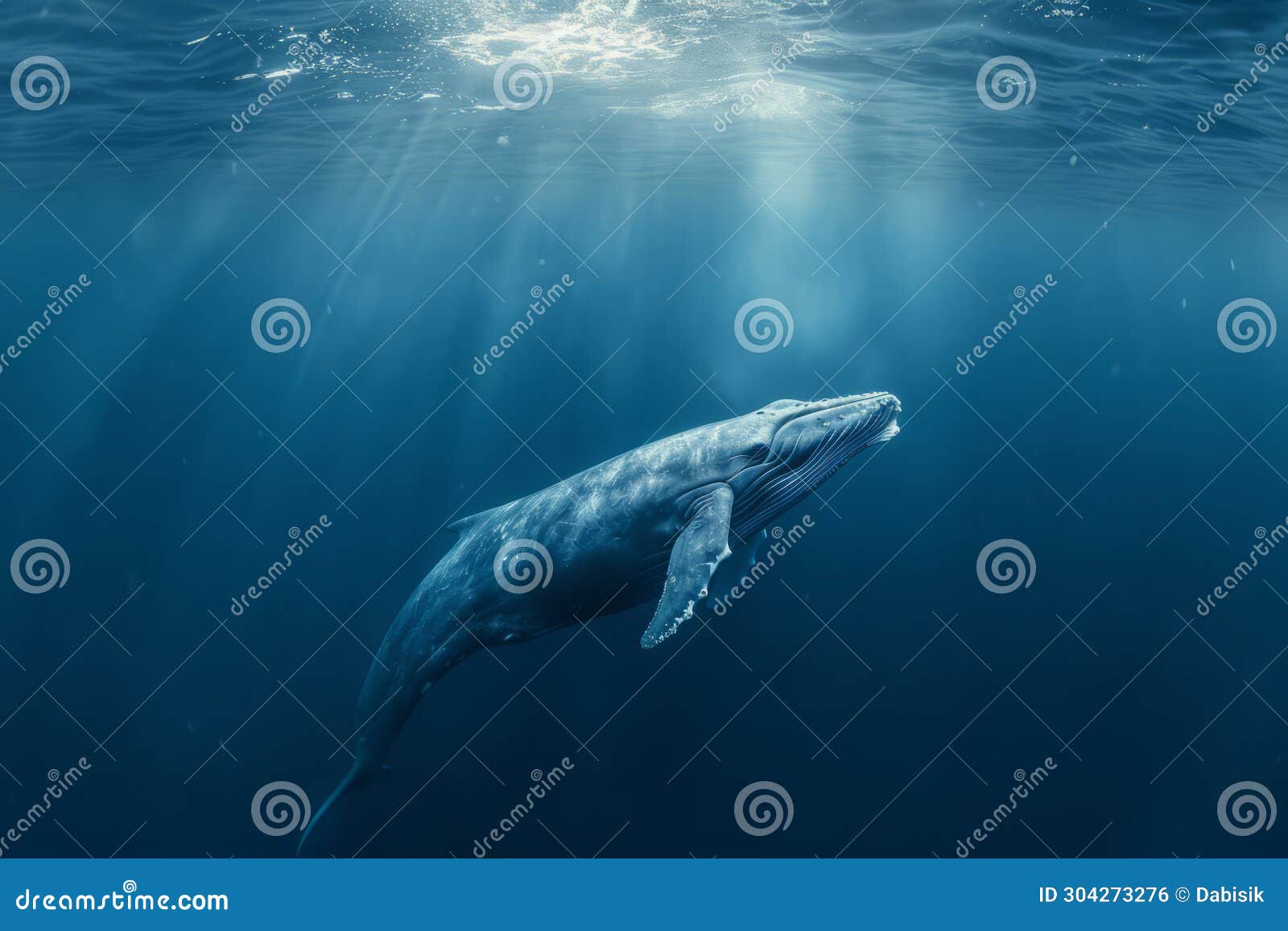 Blue Whale Swimming in Ocean Stock Illustration - Illustration of dive ...