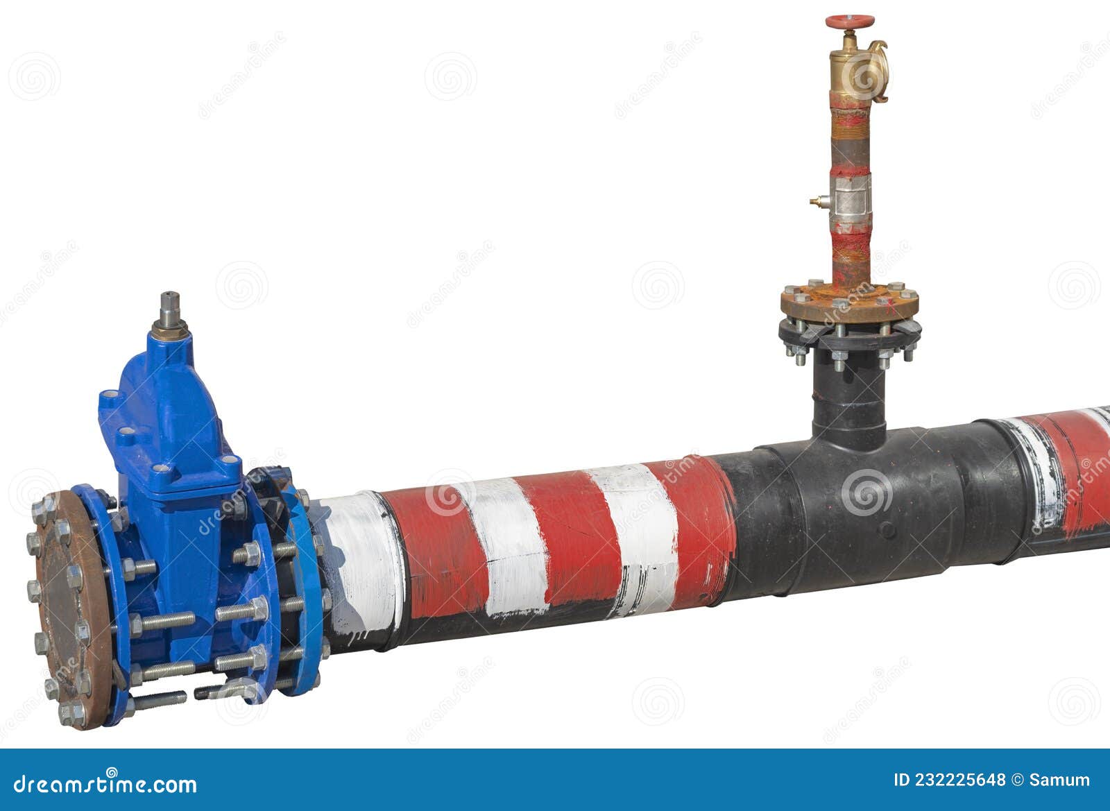 Blue Wheel Valve with Pipe on White Stock Photo - Image of heavy ...