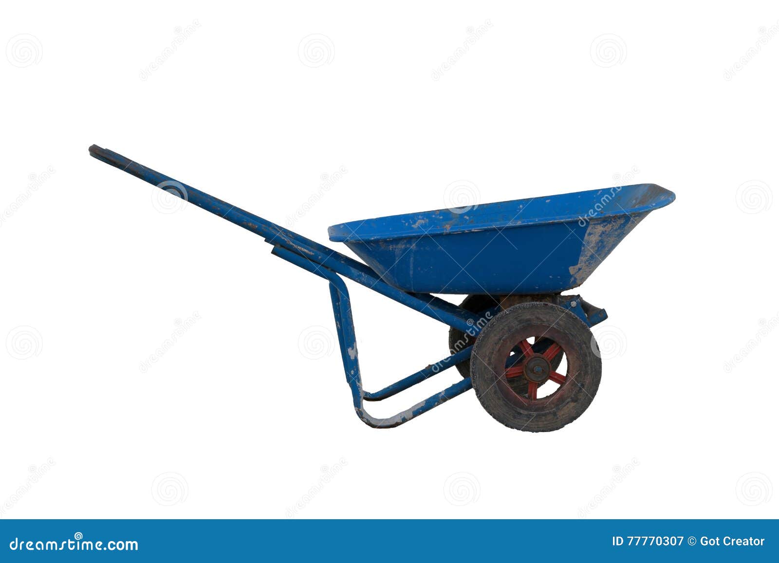 Blue Wheelbarrow on White Background Stock Image - Image of carry ...