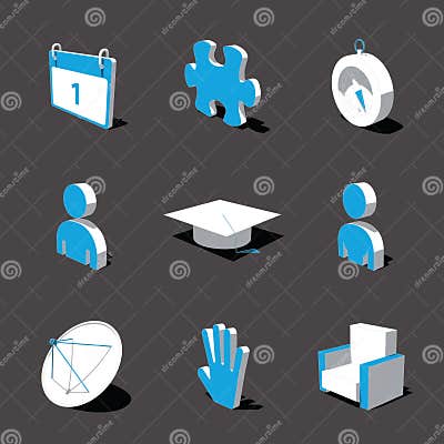 Blue-white 3D icon set 05 stock vector. Illustration of abstract - 3092807