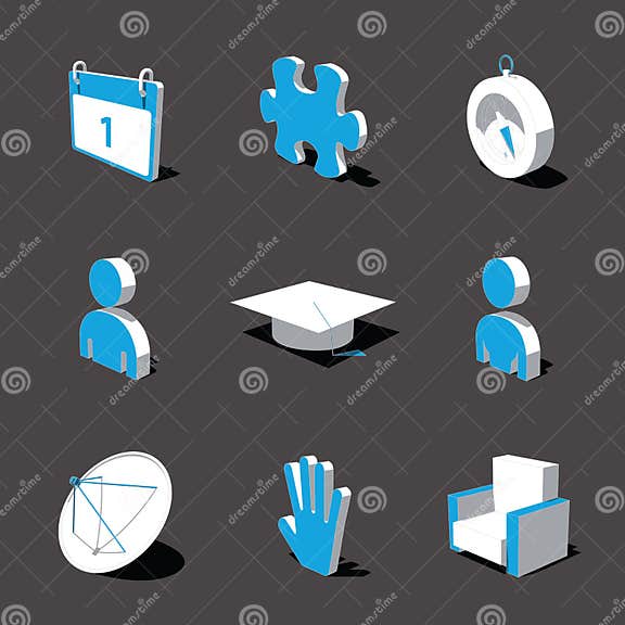 Blue-white 3D icon set 05 stock vector. Illustration of abstract - 3092807