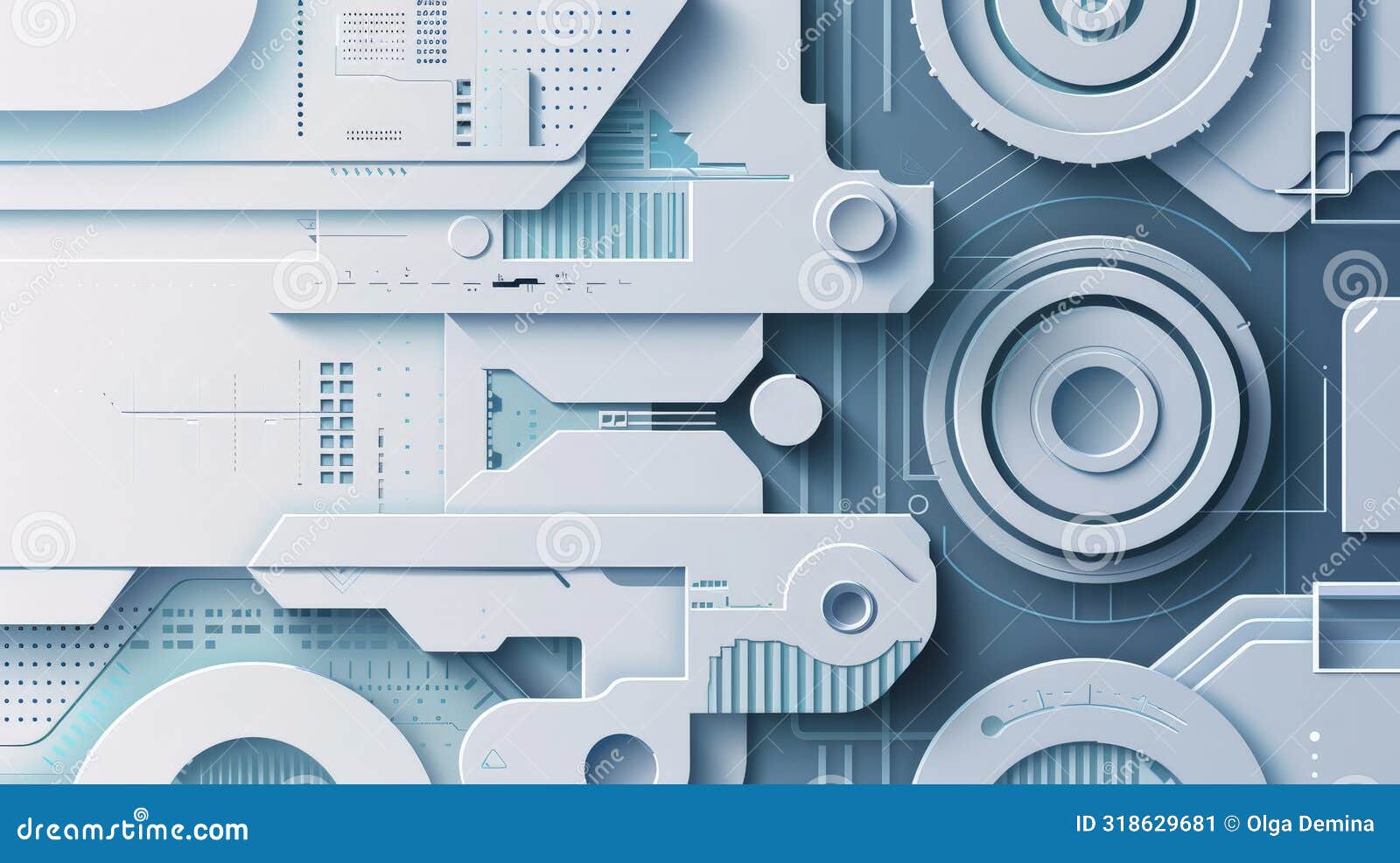 Blue and White Abstract Design with Layered Circular Patterns and ...