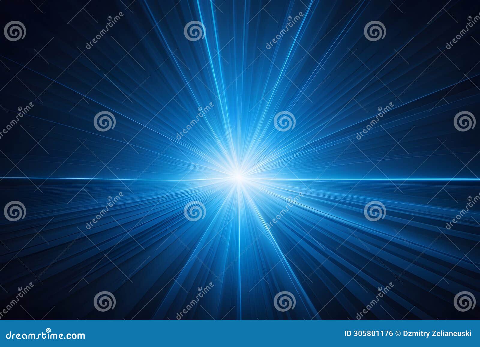 Blue and White Abstract Rays of Light from a Bright Glowing Center ...